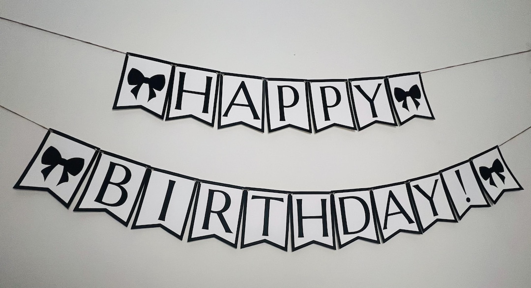 Minimalist Black and White Happy Birthday Banner - Printable DIY ...