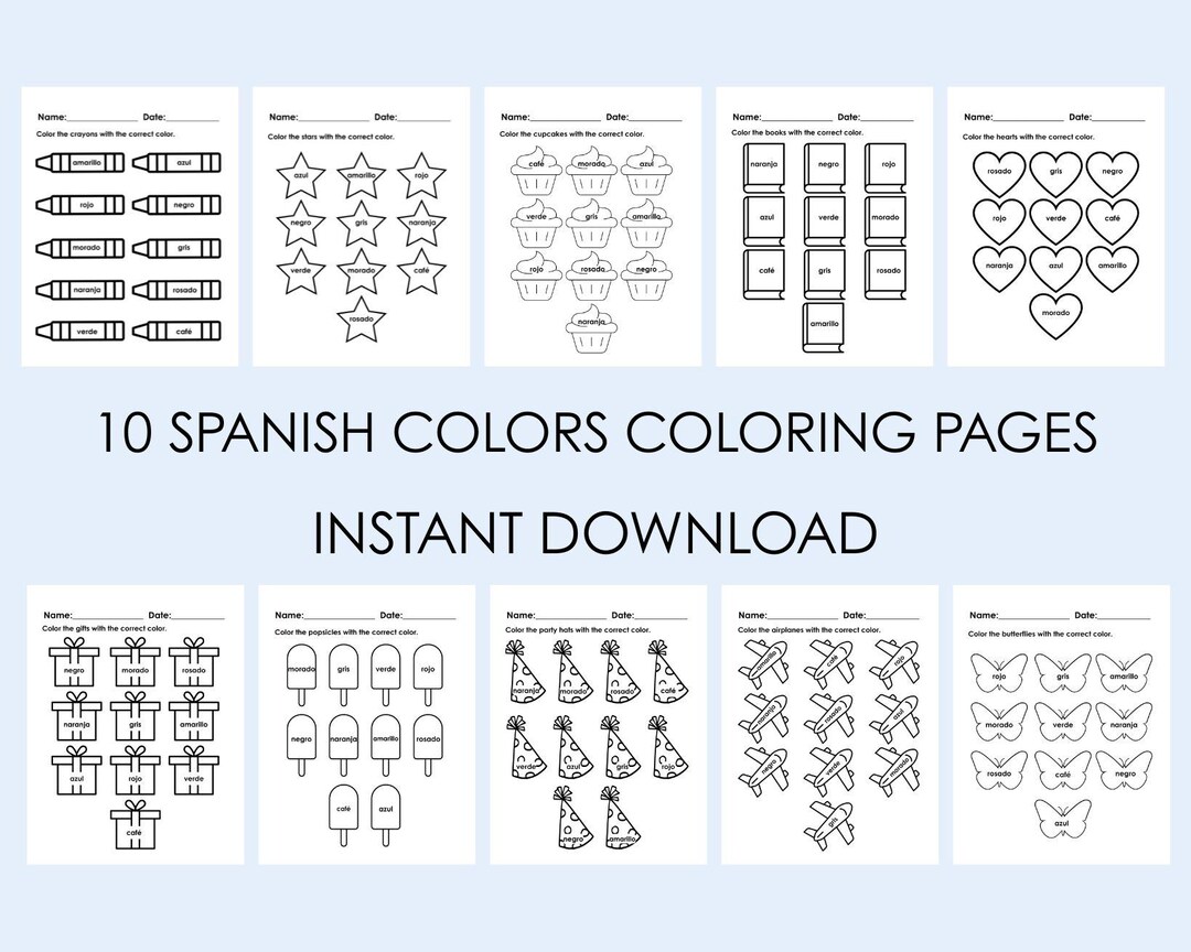 Spanish Colors Coloring Pages for Kids | 10 Printable Activity Pages ...