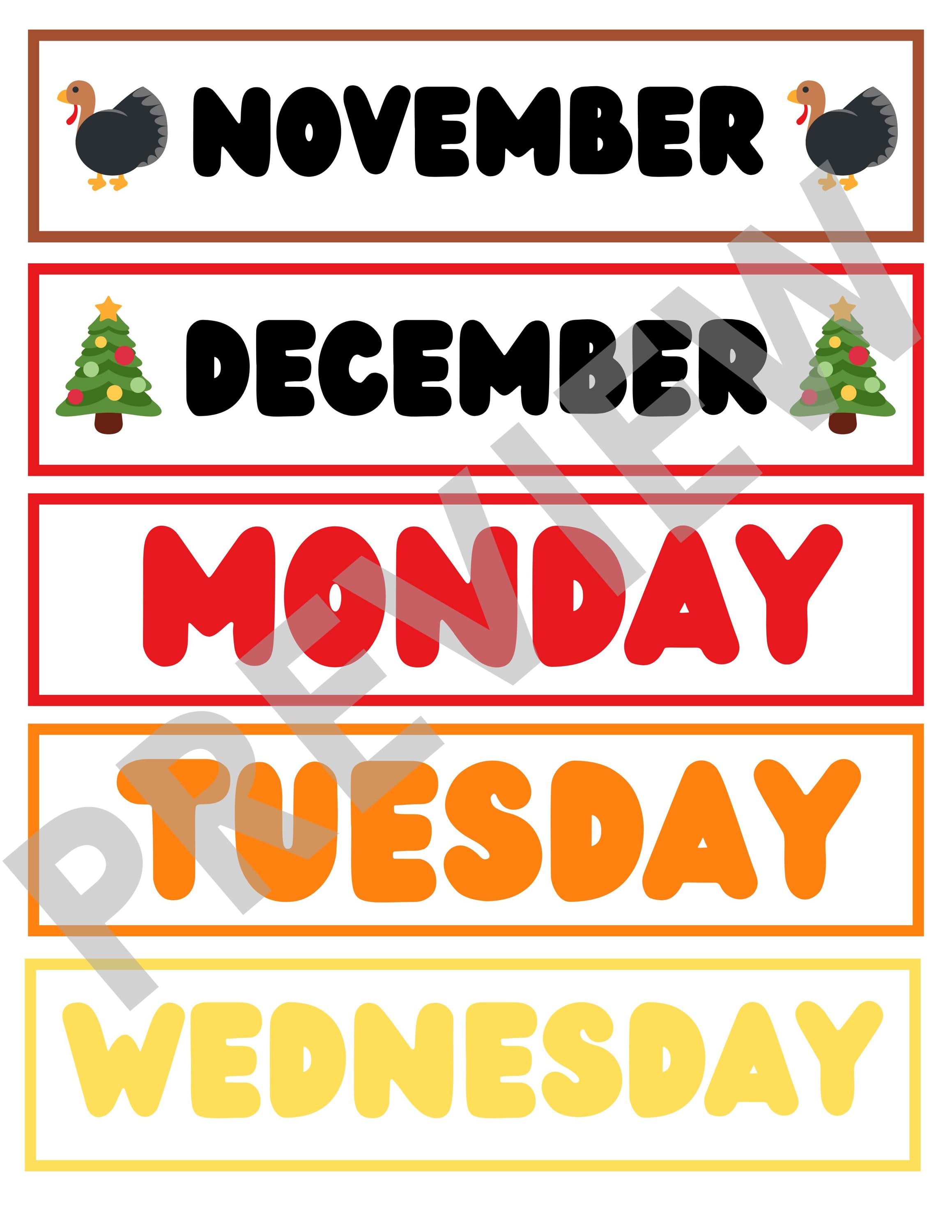 English & Spanish Days and Months Posters – Printable Classroom Decor ...