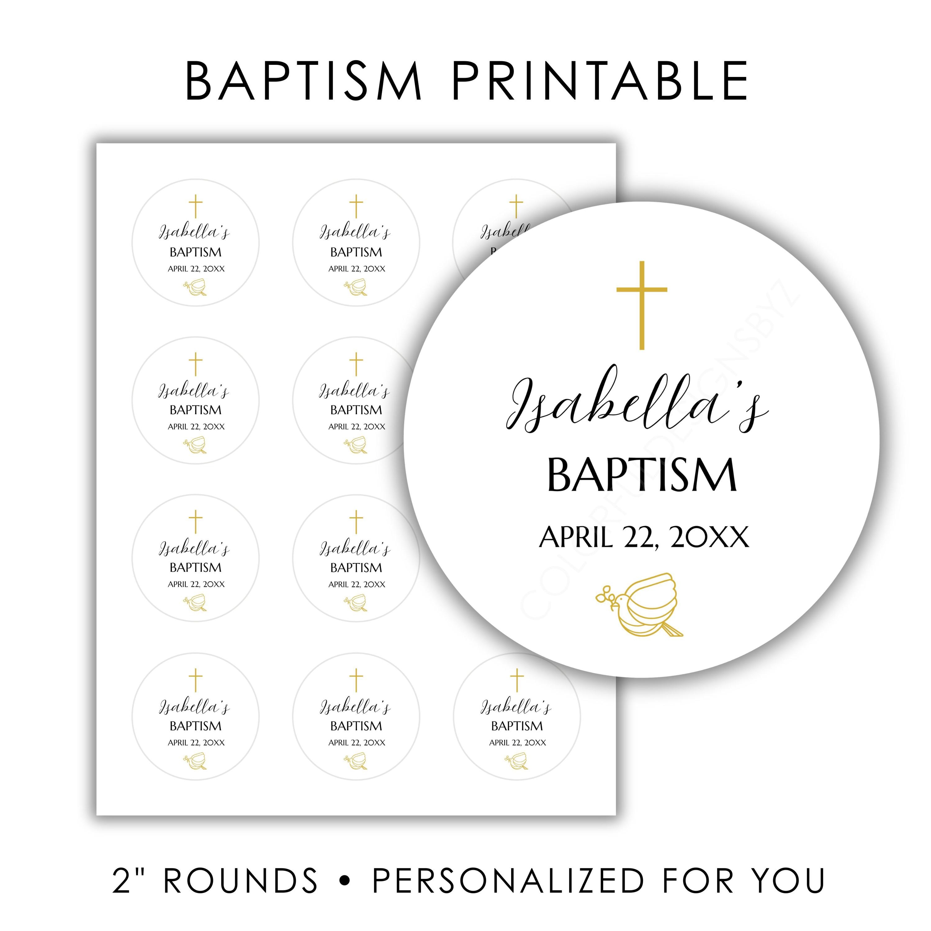 Personalized Baptism Printable Tags – 2 Inch Round Stickers – Catholic ...