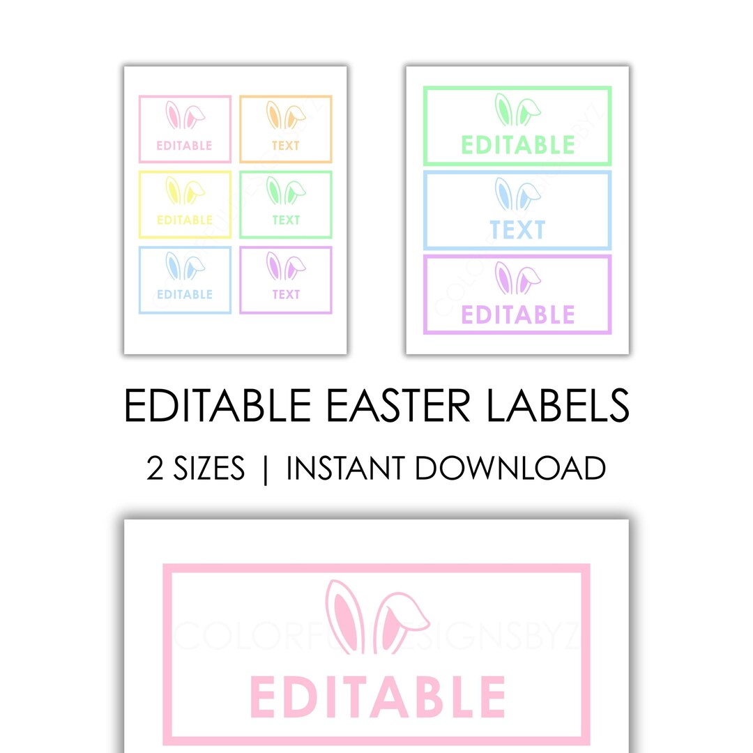 Editable Easter Bunny Labels | Printable Pastel Name Tag Template ...