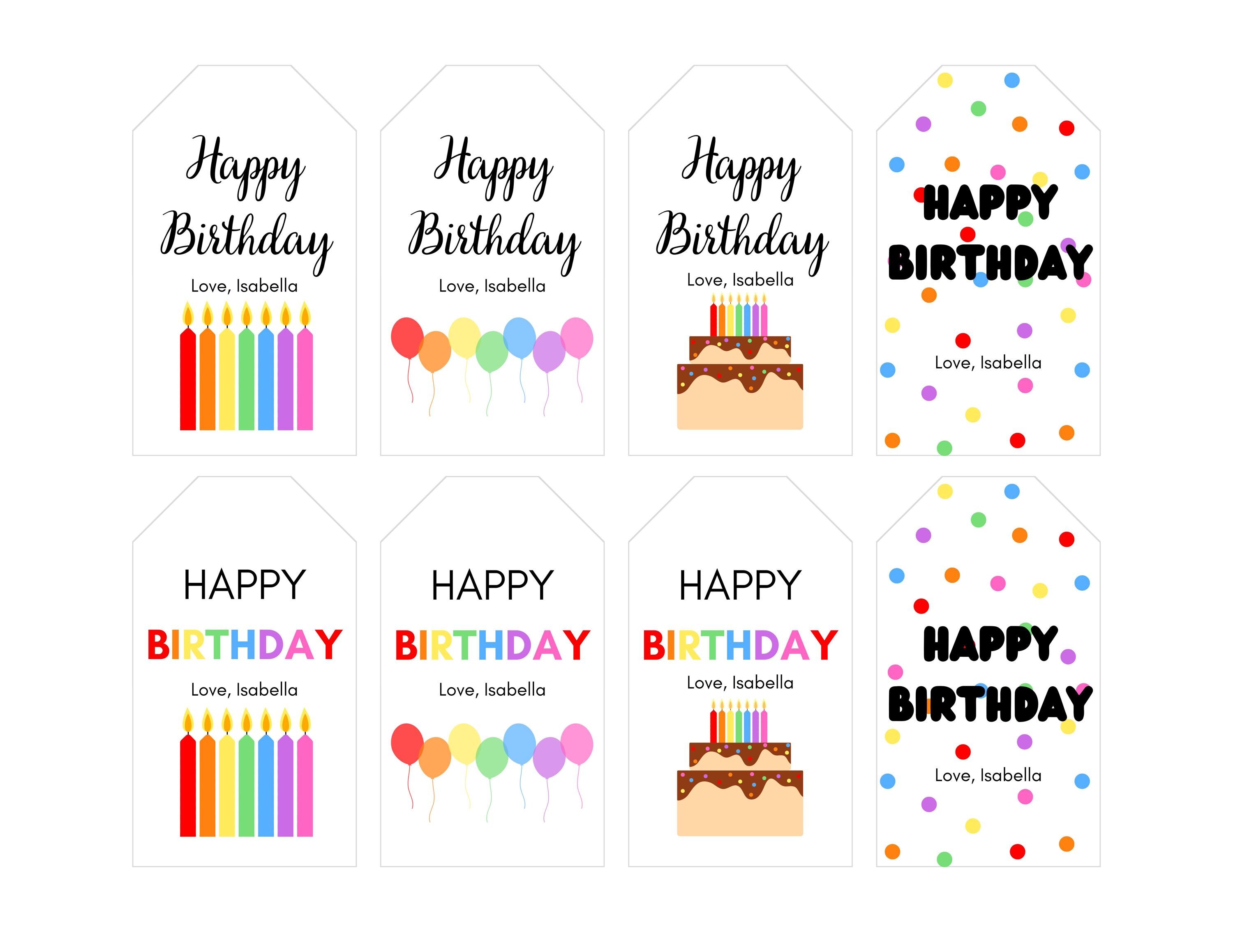 Printable Happy Birthday Gift Tags | Instant Download PDF | 2"x3.5 ...