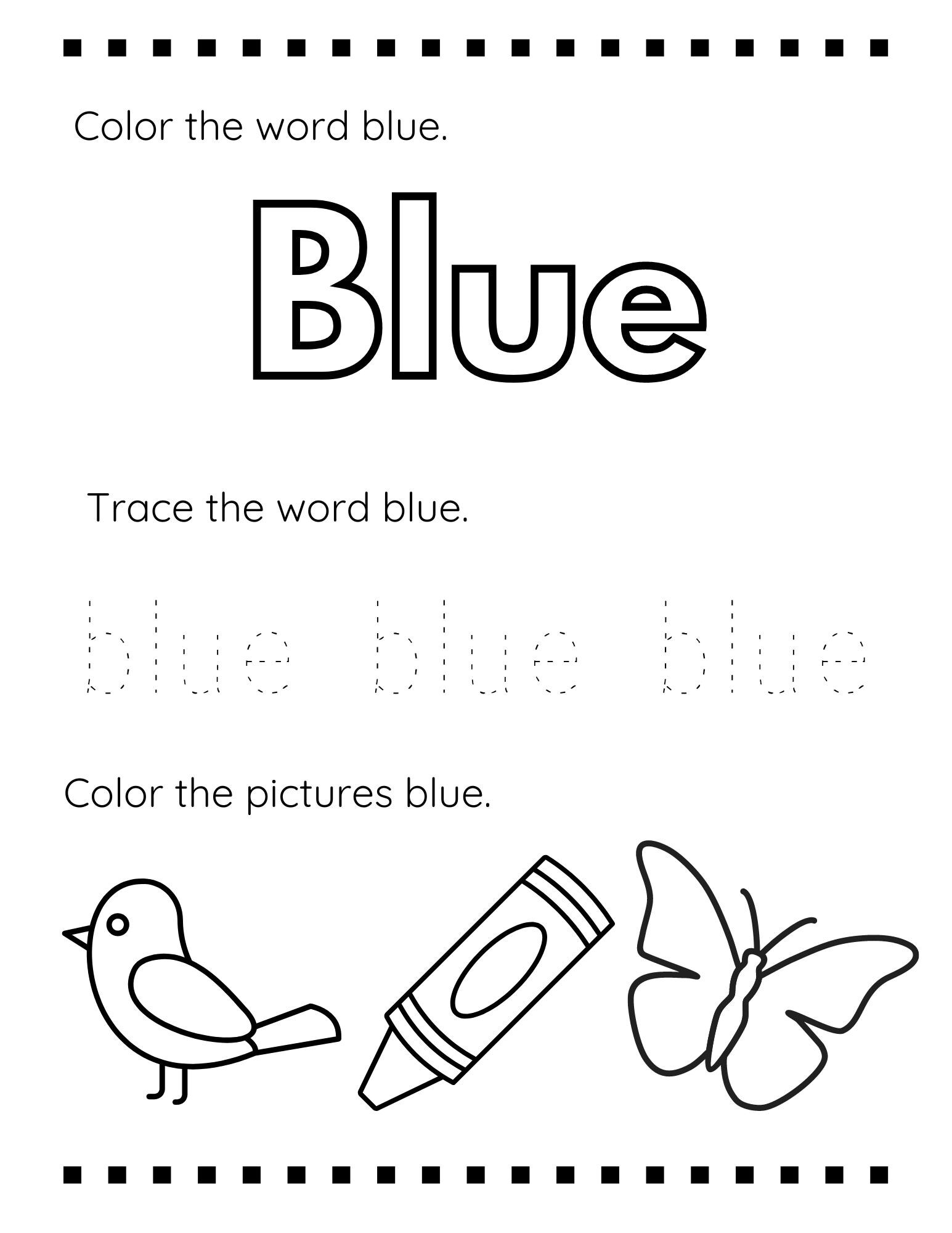 PRINTABLE Color Words Trace and Color Pages for Kids Printable Learning ...