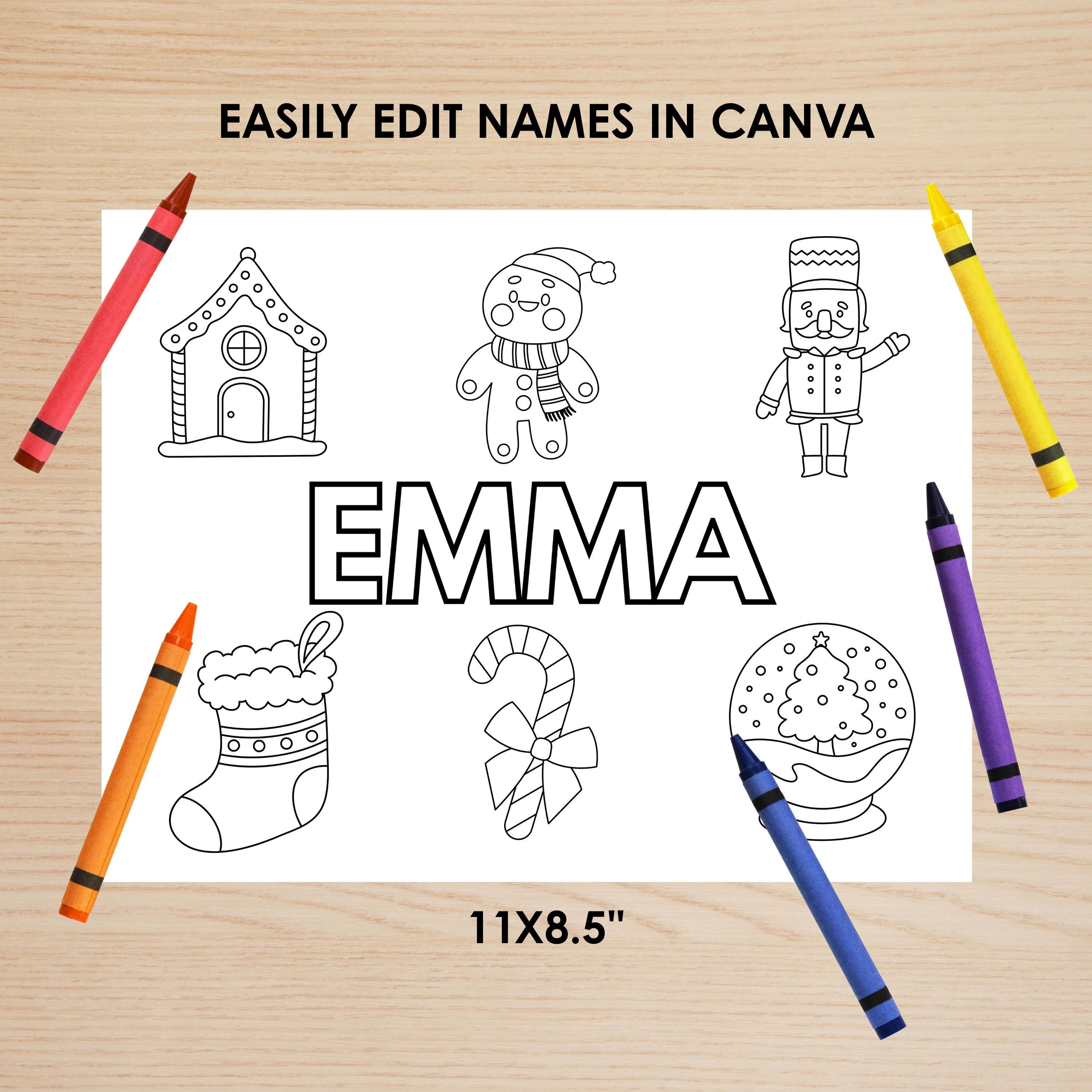 Editable Christmas Coloring Page • Personalized Name Activity • 8.5x11 ...
