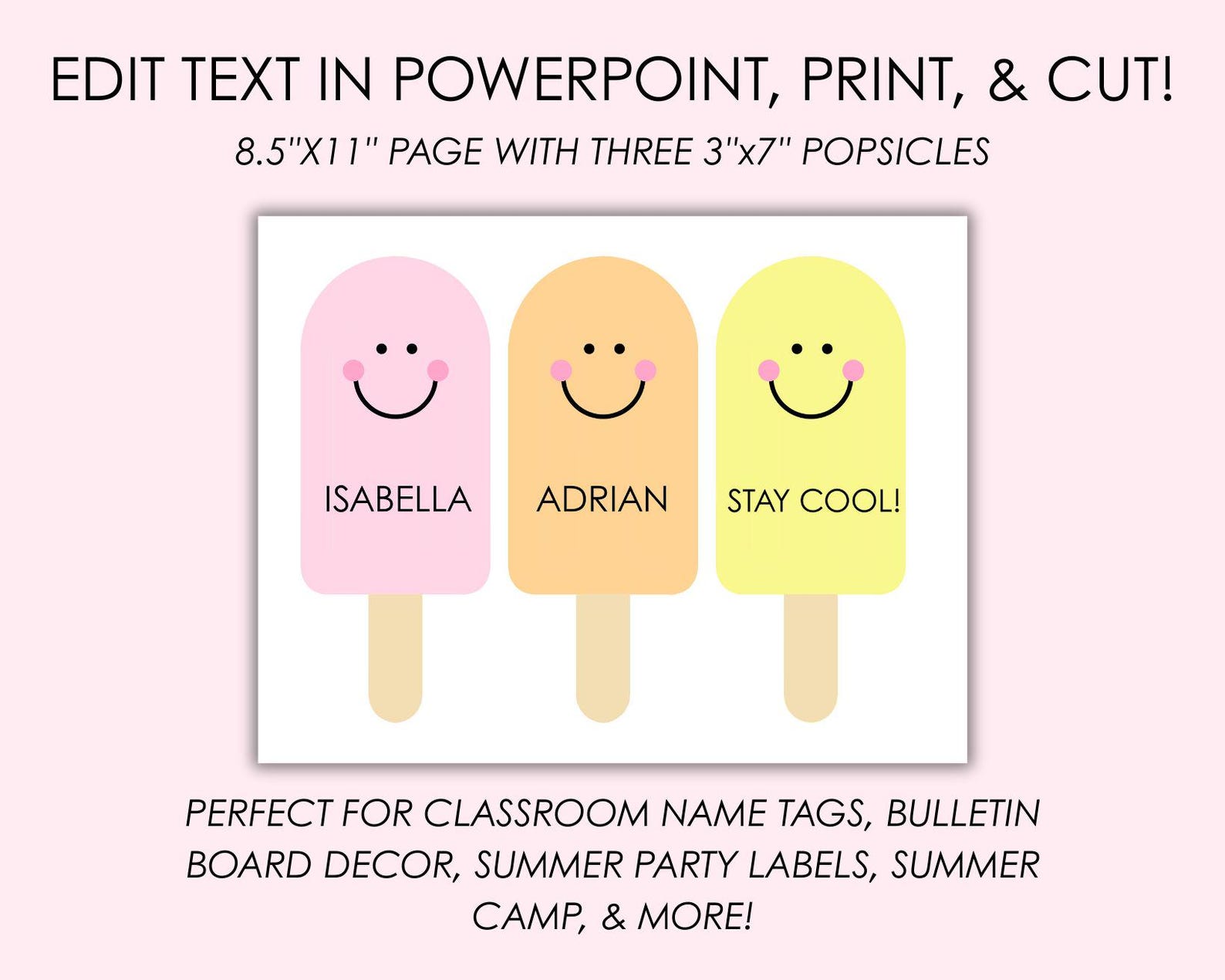 Editable Popsicle Name Tags & Summer Labels – Printable PDF, Powerpoint ...