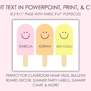 Editable Popsicle Name Tags & Summer Labels – Printable PDF, Powerpoint ...