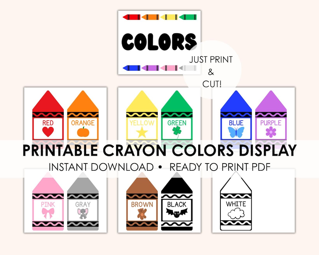 Crayon Color Posters - Printable Crayon Color Flashcards - Classroom ...
