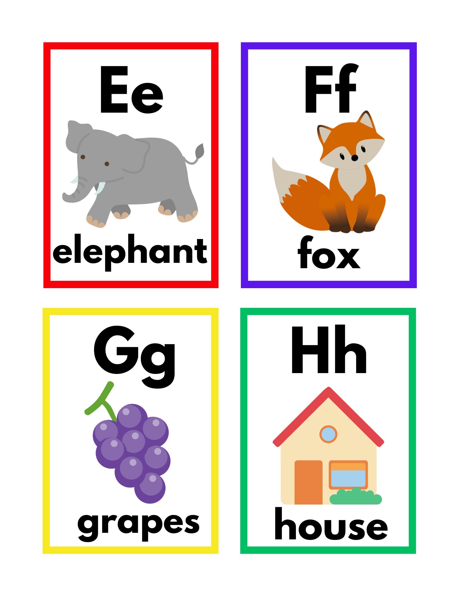 Printable Alphabet A to Z Flashcards Early Learning Alphabet Activity Colorful Abc Flashcards 7 ...