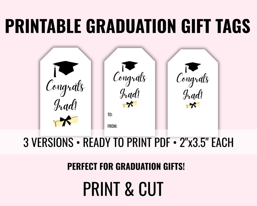 Congrats Grad Gift Tags – Printable Graduation Tags PDF – To/from ...