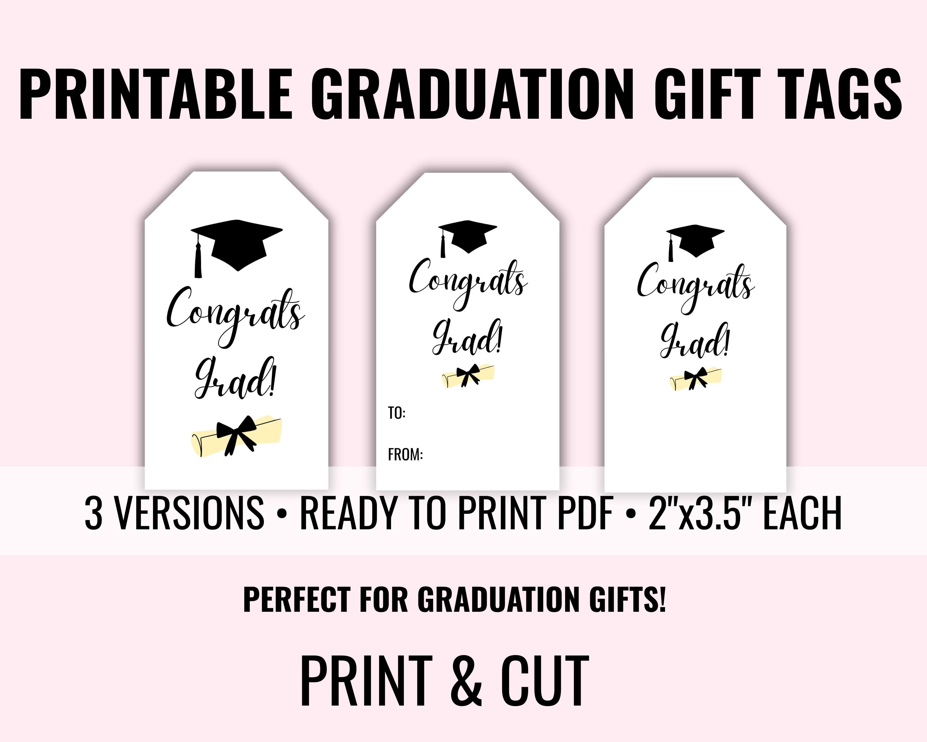Congrats Grad Gift Tags – Printable Graduation Tags PDF – To/from ...