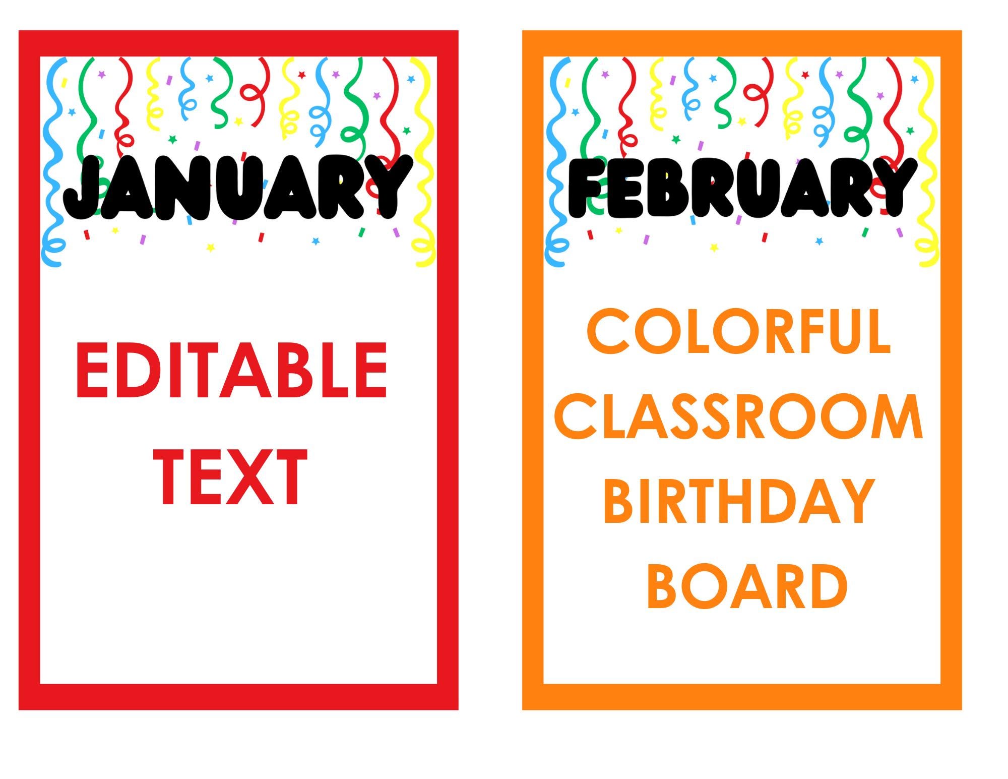 Editable Classroom Birthday Board Printable Colorful Student Birthday ...