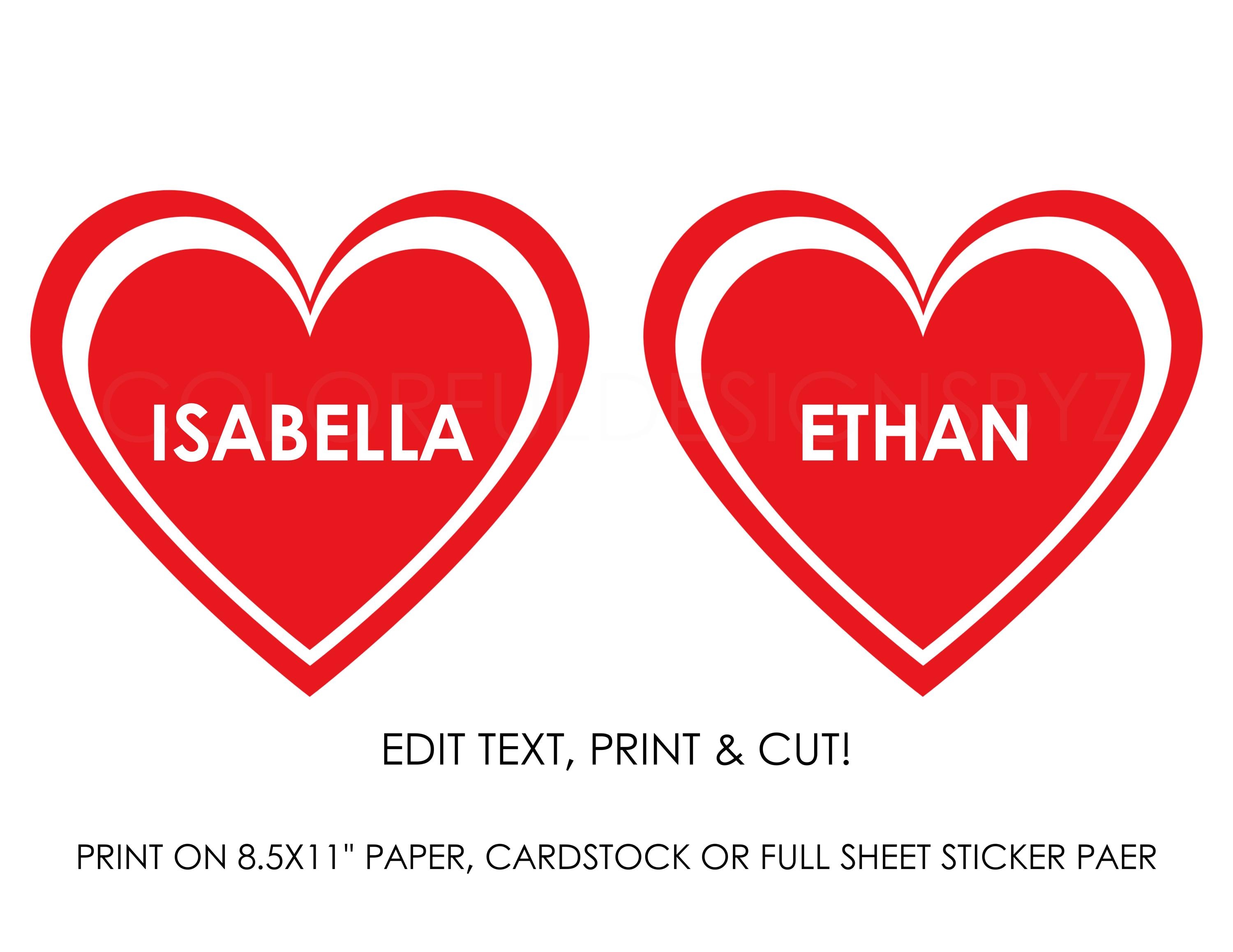 Editable Valentine’s Day Red & Pink Hearts | Printable 5" Hearts ...