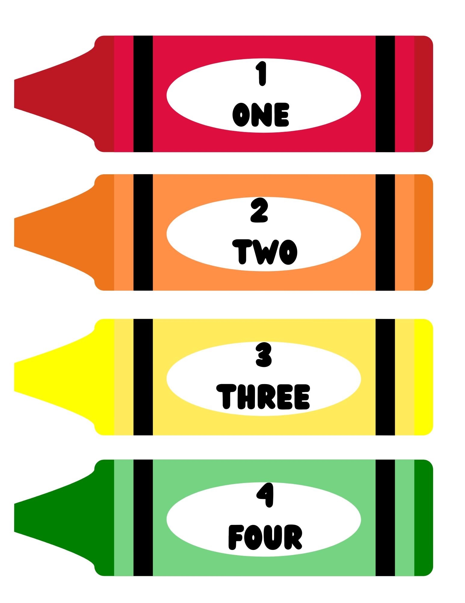 Printable Crayon Numbers 1-10 | Numbers and Number Words Classroom ...