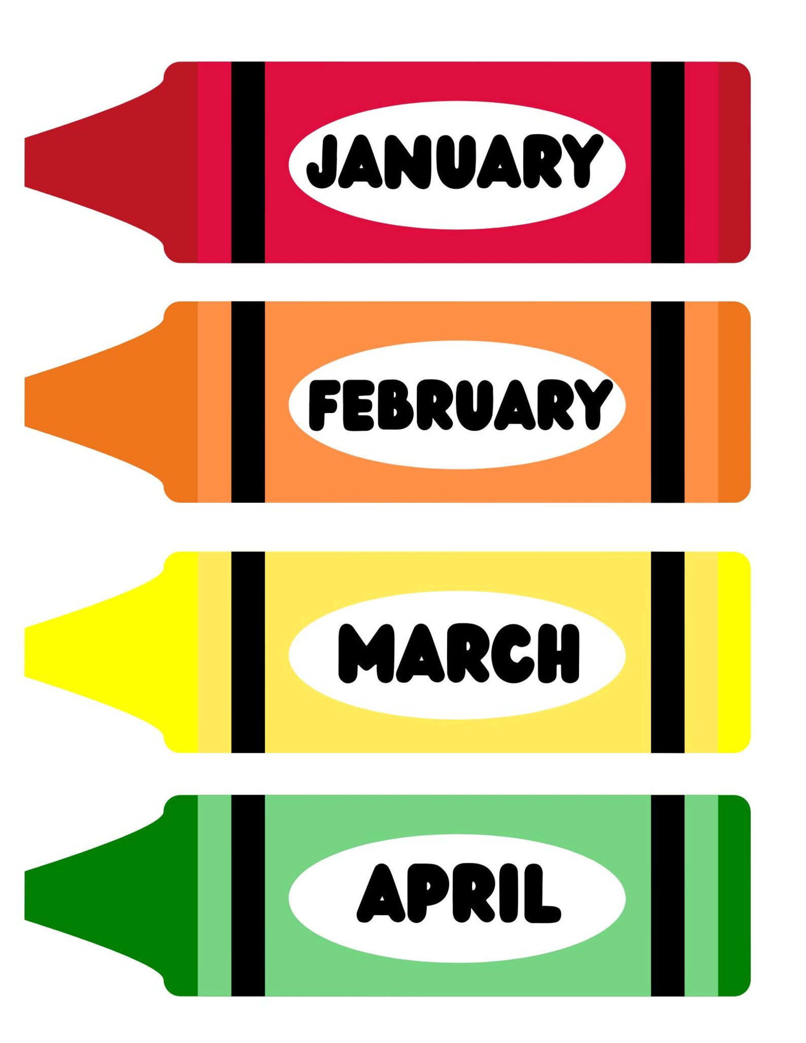Printable 12 Months of the Year Crayons Early Learning Classroom ...