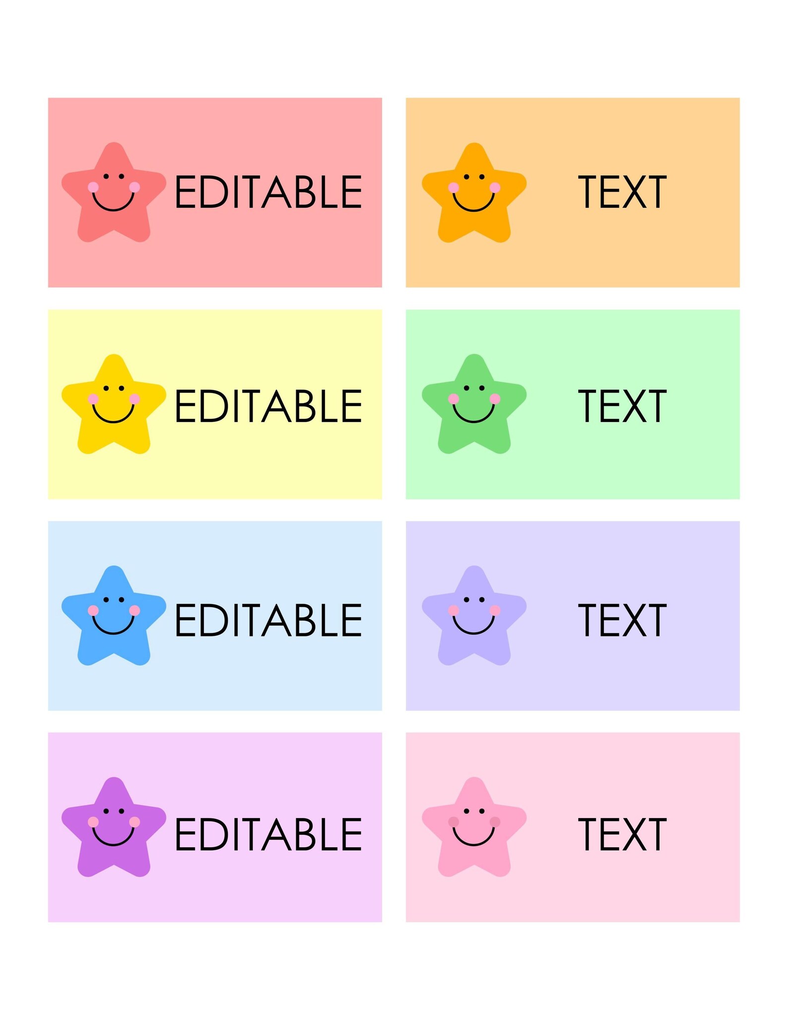 Editable Star Name Tags, Desk Labels for Students, Powerpoint Template ...