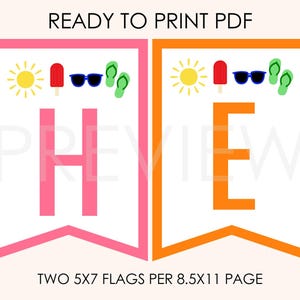 Hello Summer Banner Printable – 8.5x11 PDF, 5x7 Inch Flags, Ready to ...