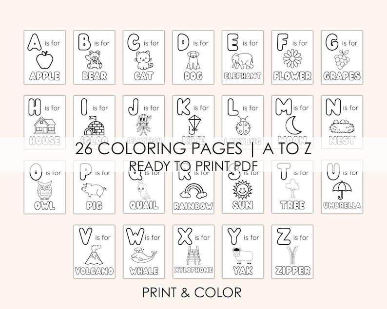 Alphabet Coloring Pages | ABC Printable Coloring Book | Preschool ...