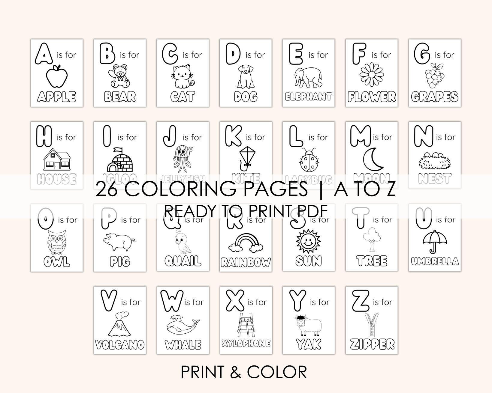 Alphabet Coloring Pages | ABC Printable Coloring Book | Preschool ...