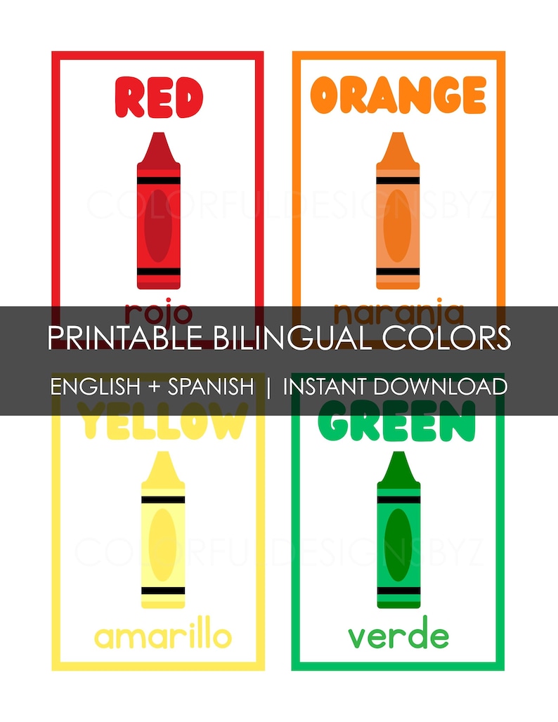 Colors Flashcards in ENGLISH and SPANISH | Early Learning | Digital ...