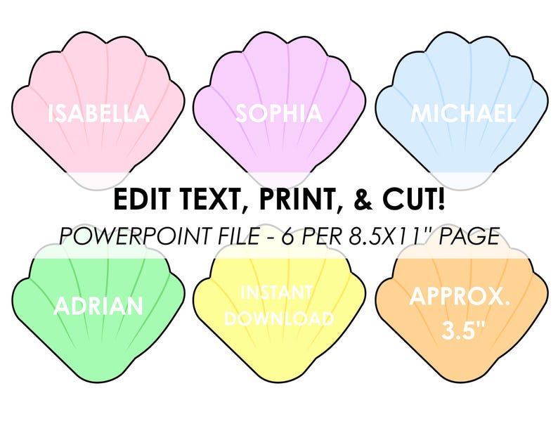 Editable Pastel Seashell Tags & Labels - Printable Templates for ...