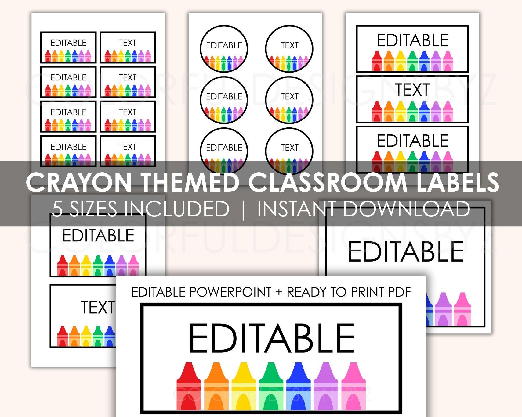 Editable Rainbow Crayon Name Labels – Crayon Classroom Labels + Signs ...