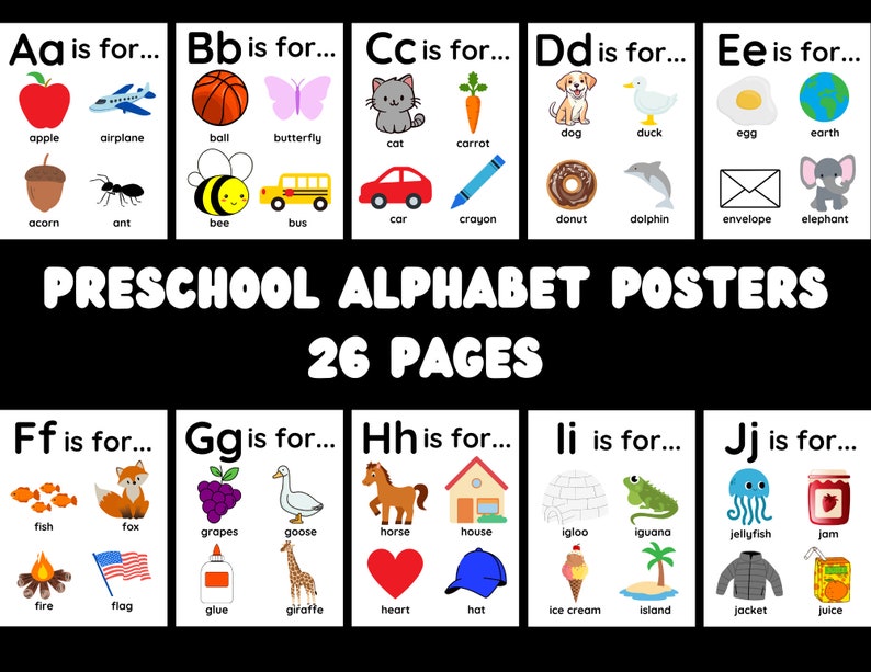 Printable Alphabet A to Z Posters for Classroom and Home Colorful Fun ...