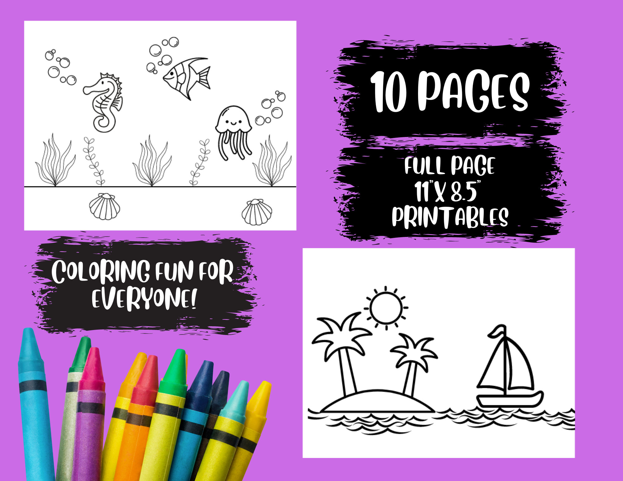 10 FUN COLORING PAGES for Daycare, Preschool, Kindergarten, and Home ...