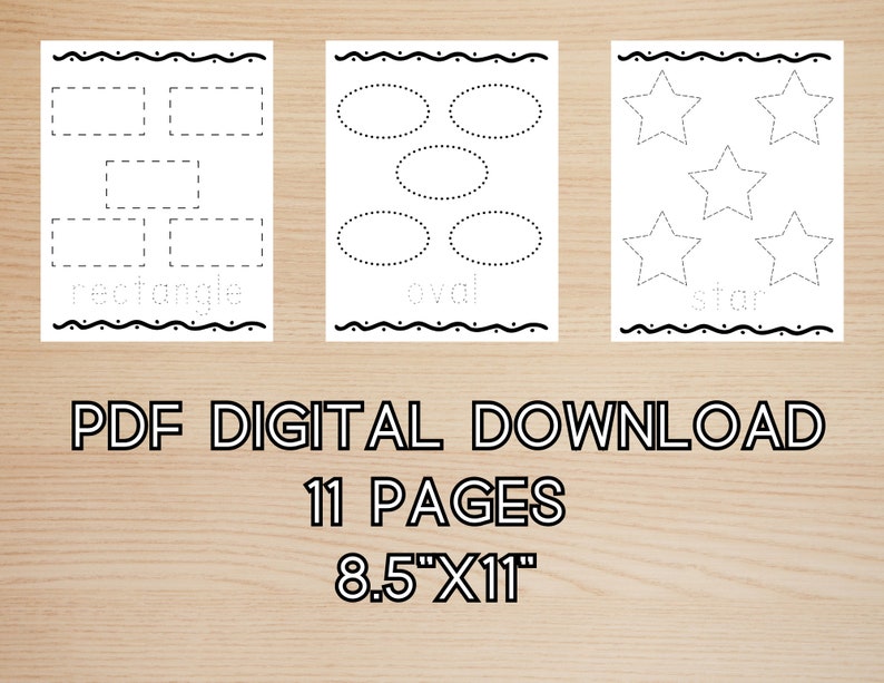 Printable Shape Tracing Worksheets for Toddlers and Kids 11 Page PDF ...