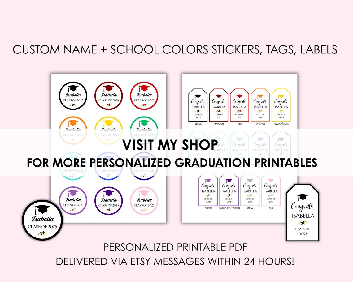 Editable Graduation Labels Template – 8 per Page, 3.5x2 – Instant ...