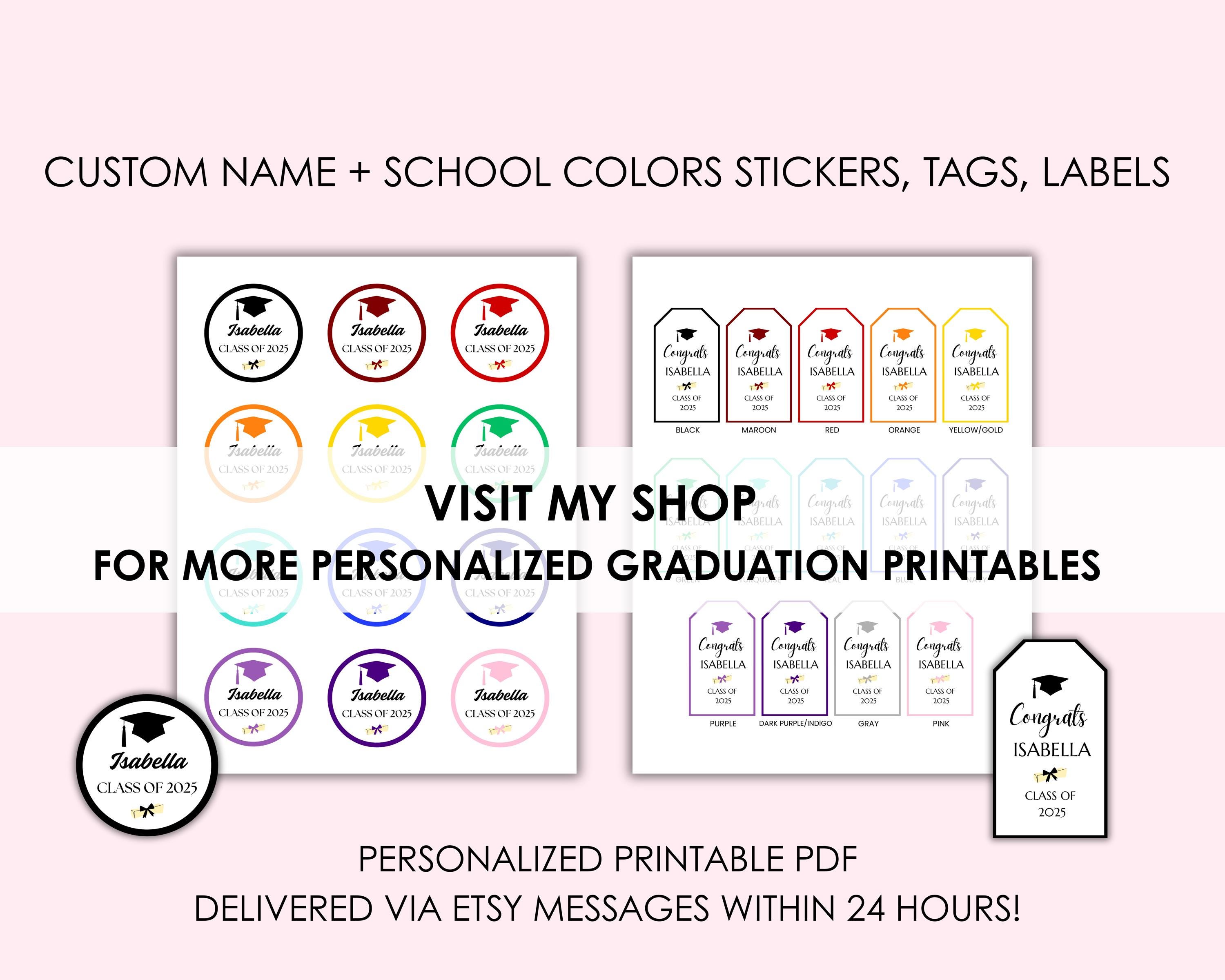 Editable Graduation Labels Template – 8 per Page, 3.5x2 – Instant ...