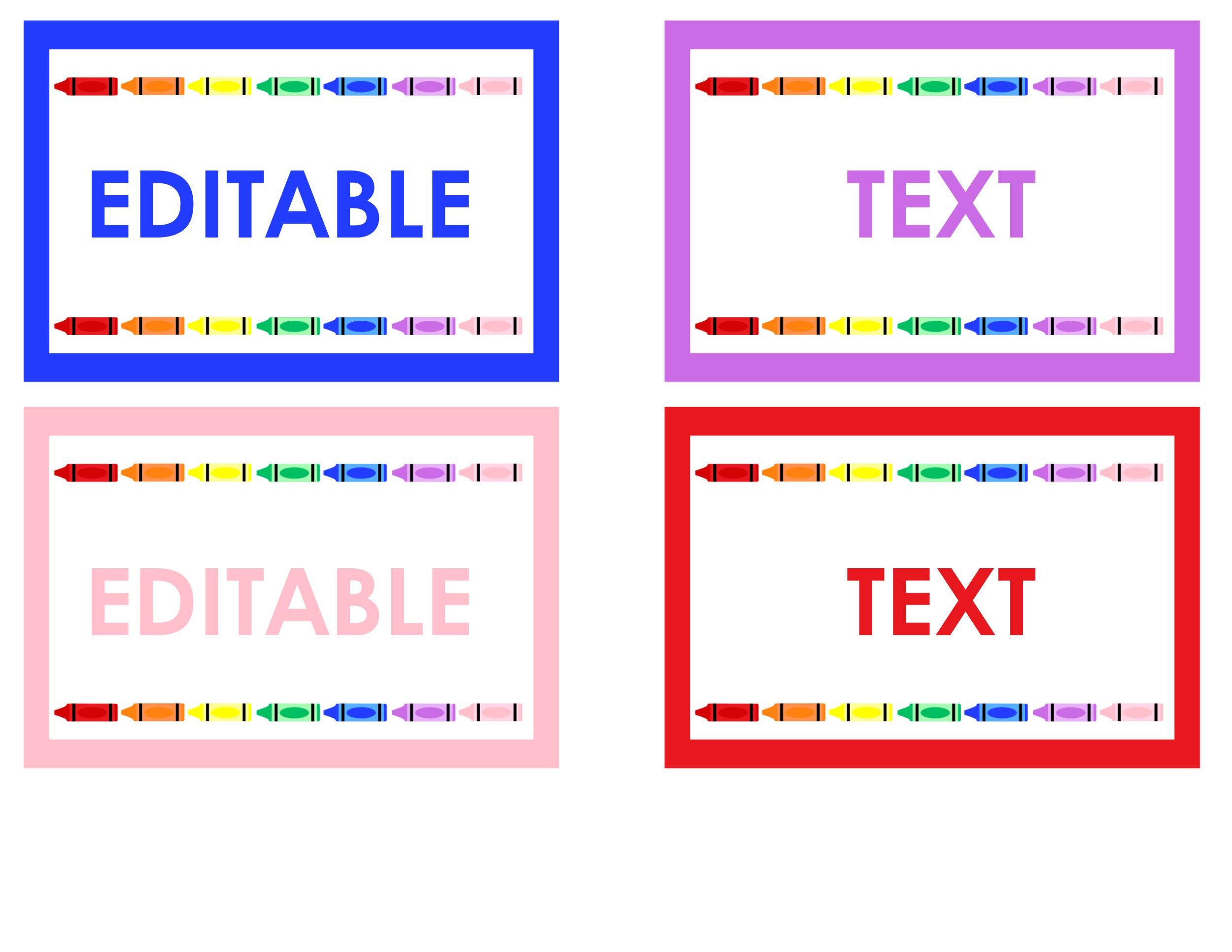 Editable Printable Crayon Name Tags and Labels | Classroom & Homeschool ...