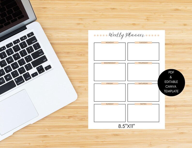 Weekly Planner Printable – PDF and Editable Canva Template | Minimalist ...