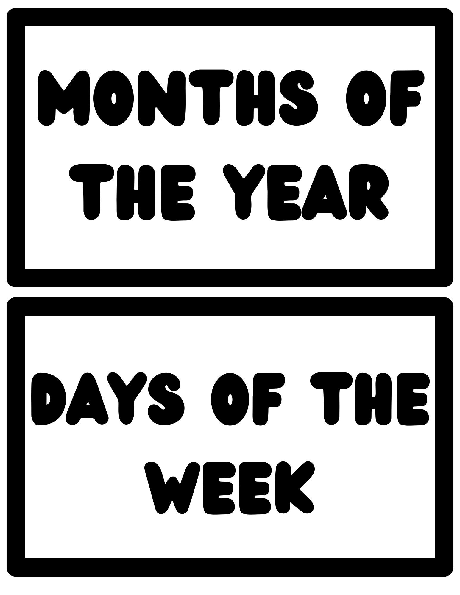 Printable Months of the Year and Days of the Week Cards Early Learning ...