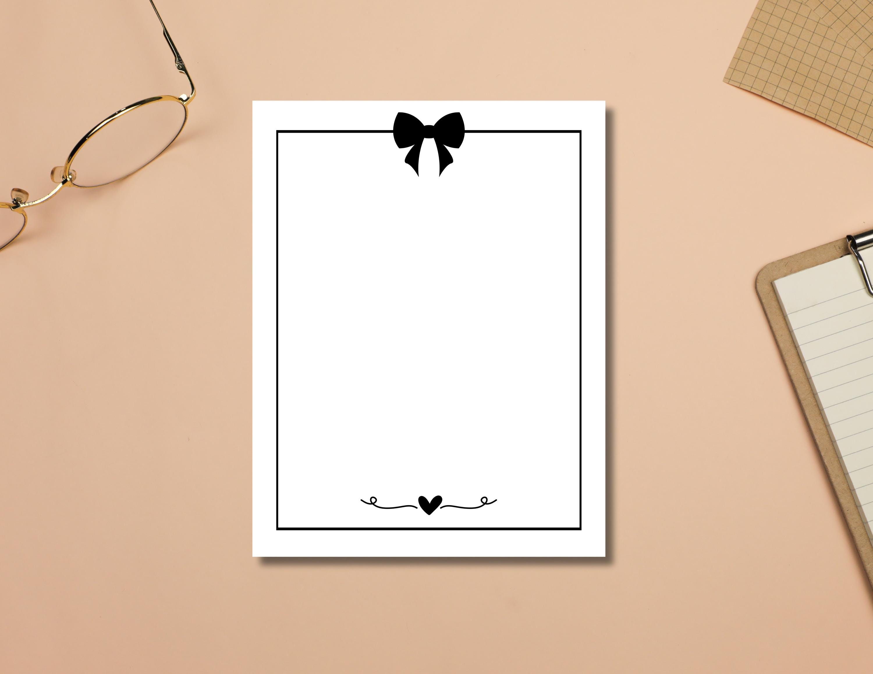 Bow Themed Lined & Blank Writing Paper | 8.5"x11" | Printable PDF ...