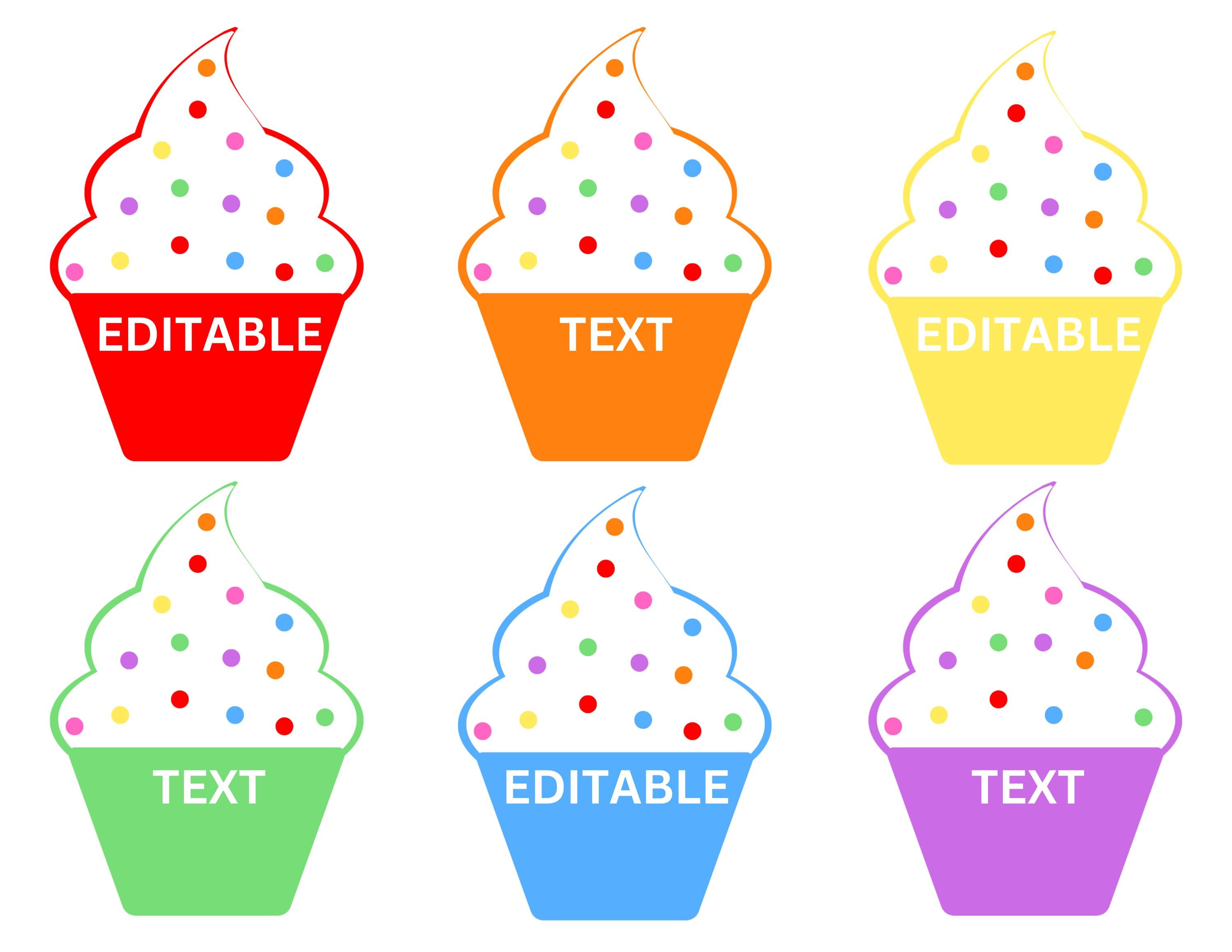 Cupcake Labels - Editable Printable Birthday Party Decor, Party Favor ...