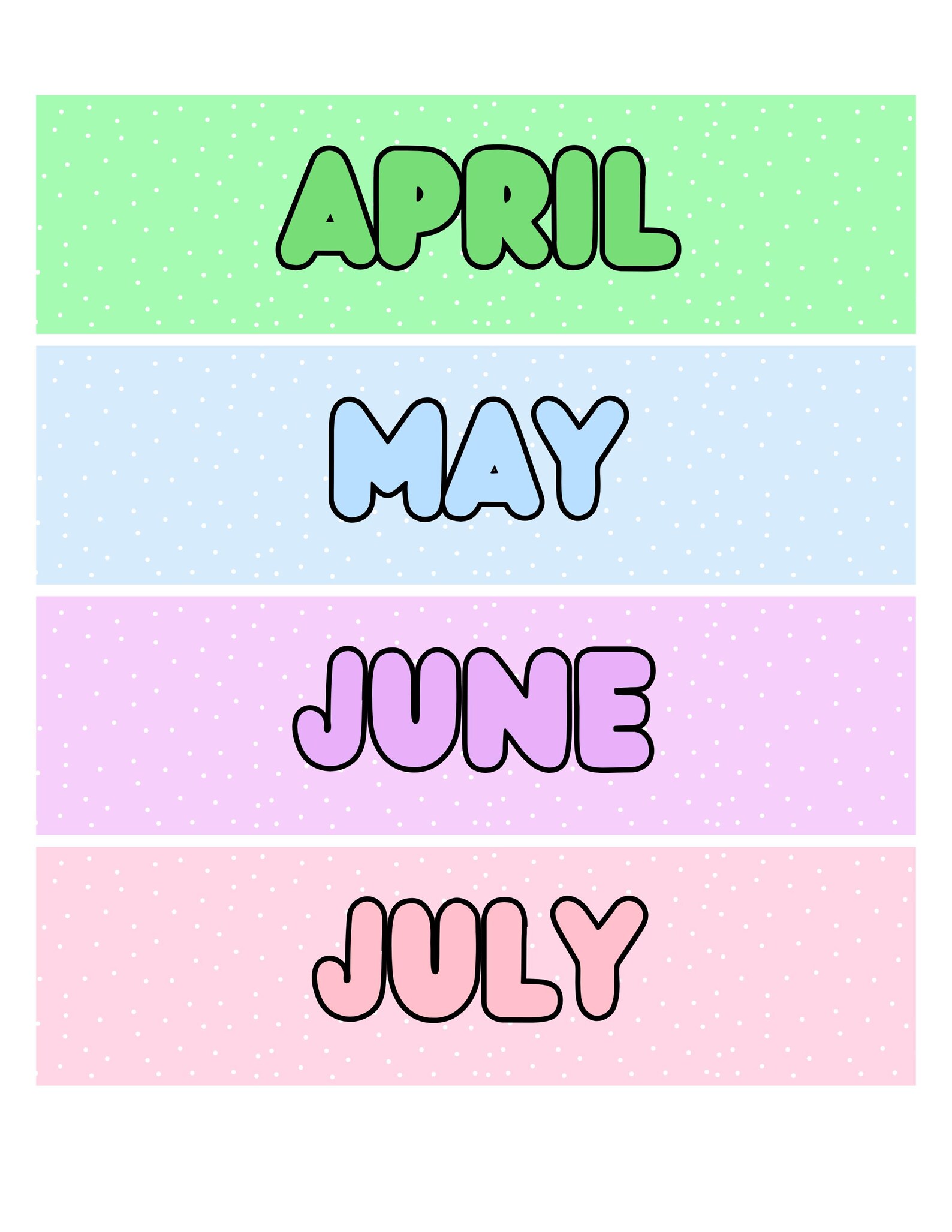 Printable Pastel Polka Dot Days and Months Cards | Classroom ...