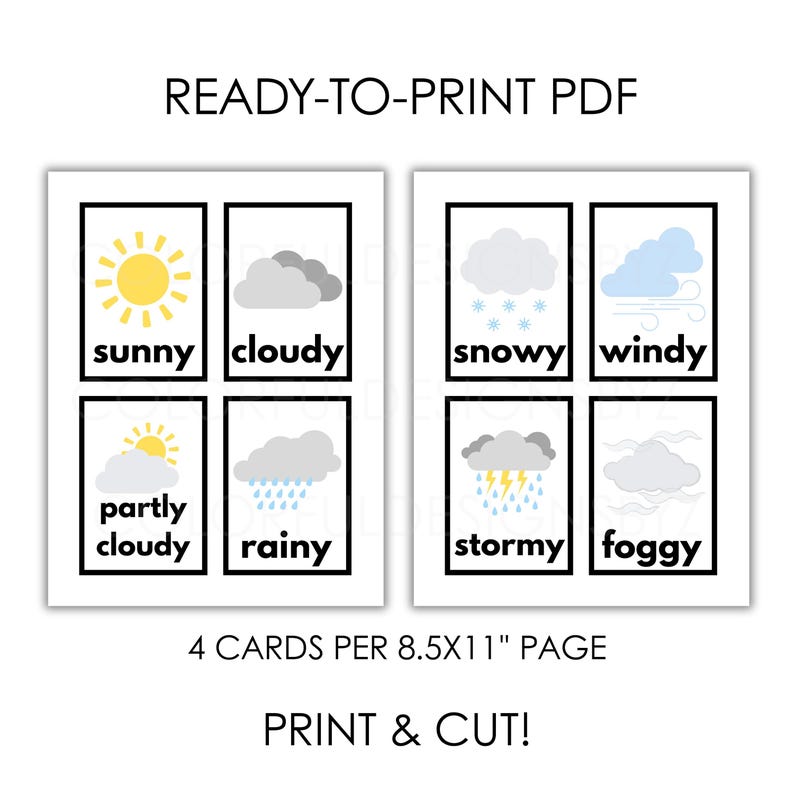 Weather Flashcards Printable | Preschool & Kindergarten Learning ...