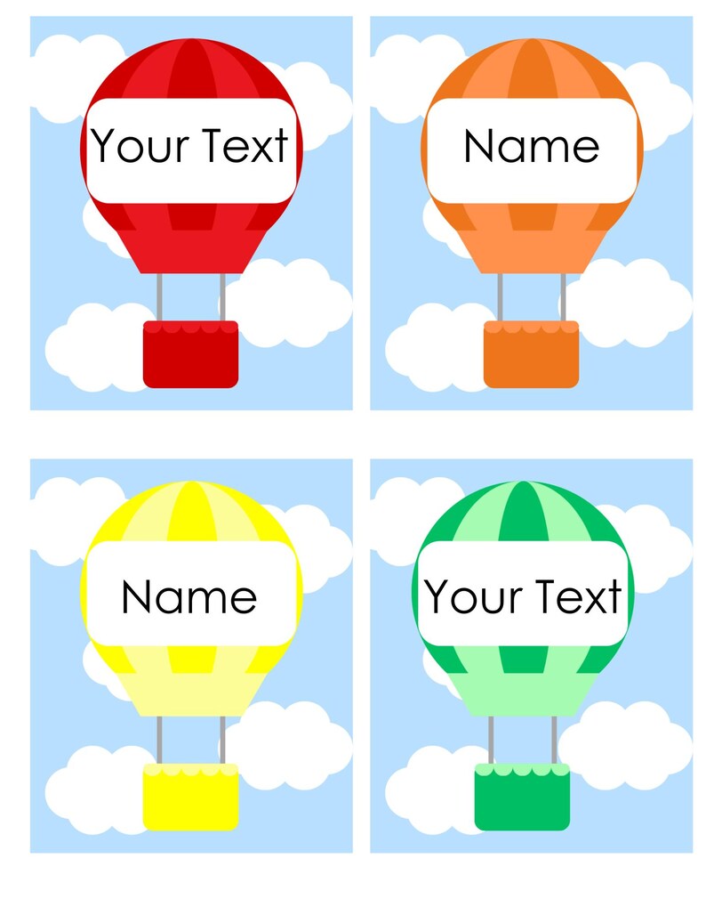 Editable Hot Air Balloon Labels Colorful Classroom & Homeschool Decor ...