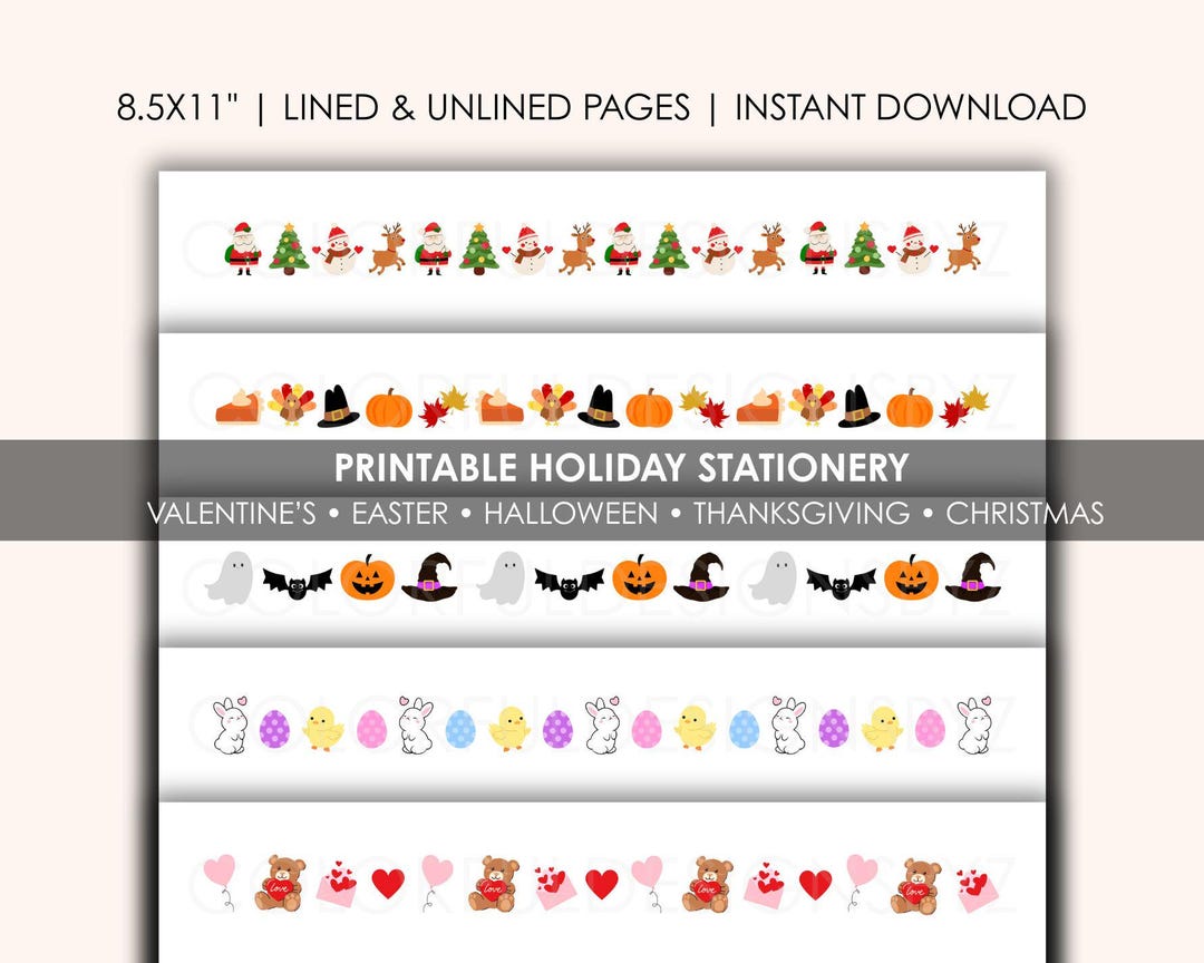 Holiday Writing Paper Pack Printable | Valentine’s, Easter, Halloween ...