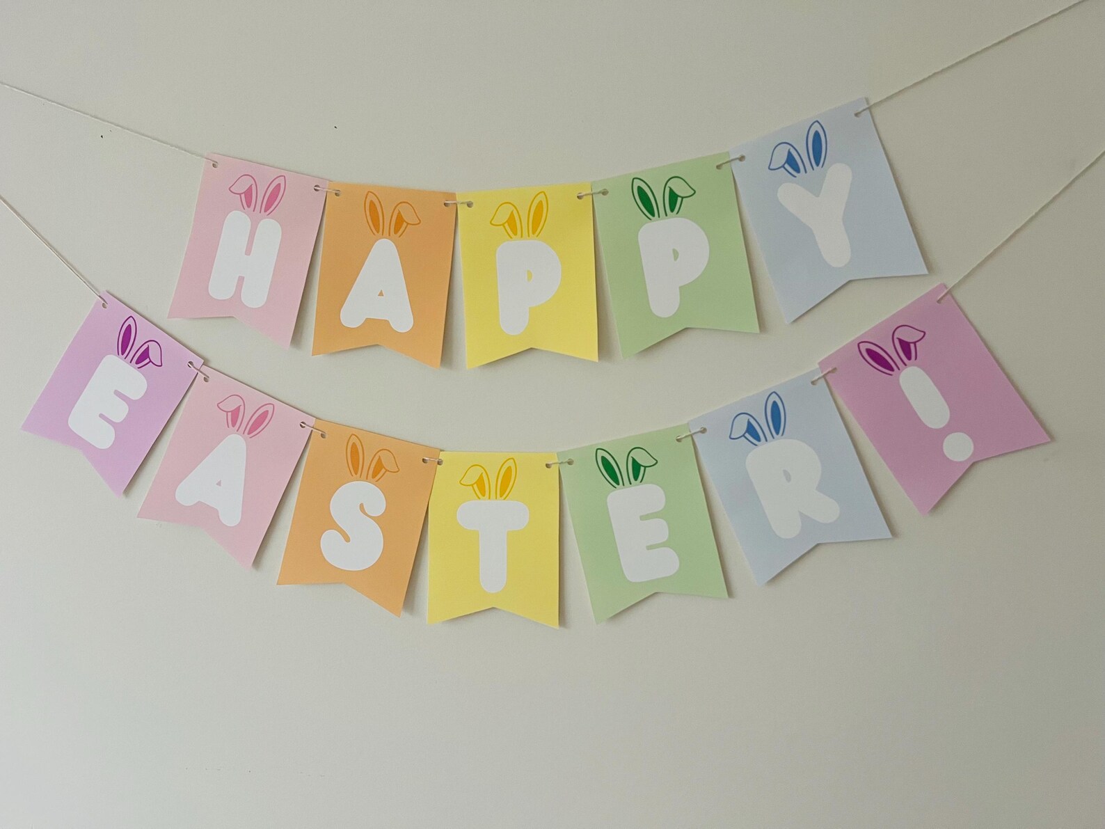 Pastel Easter Banner - Bunny Ears Letter Banner - Easter Party ...