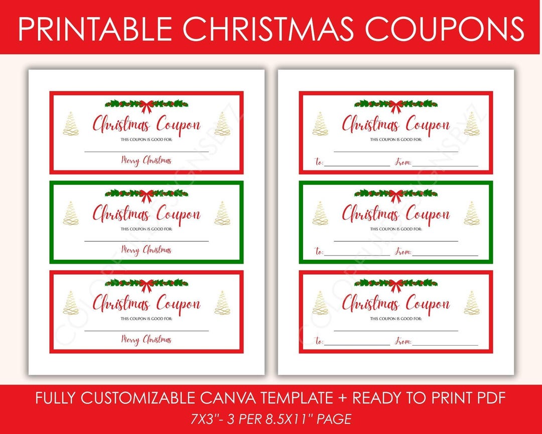 Christmas Coupons | Printable Christmas Coupon Ticket | Holiday Gift ...