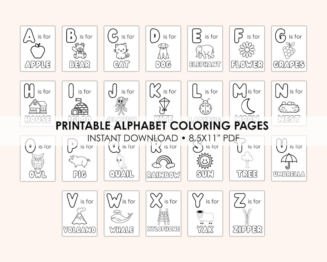 Alphabet Coloring Pages | ABC Printable Coloring Book | Preschool ...