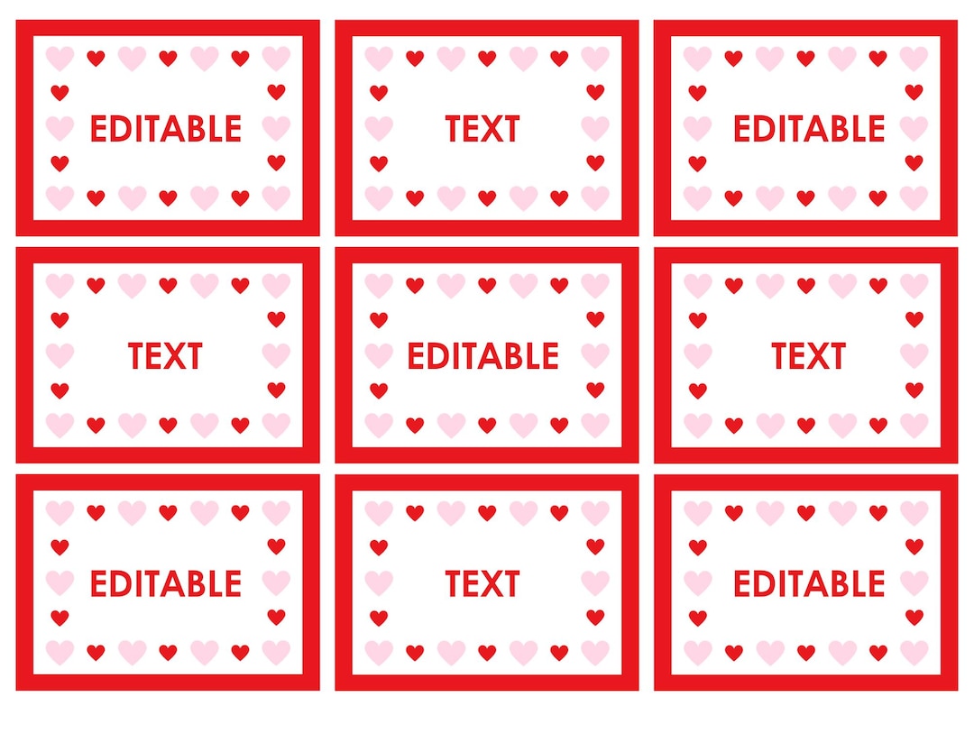 Editable Valentine's Day Tags & Labels | Heart Border Customizable ...