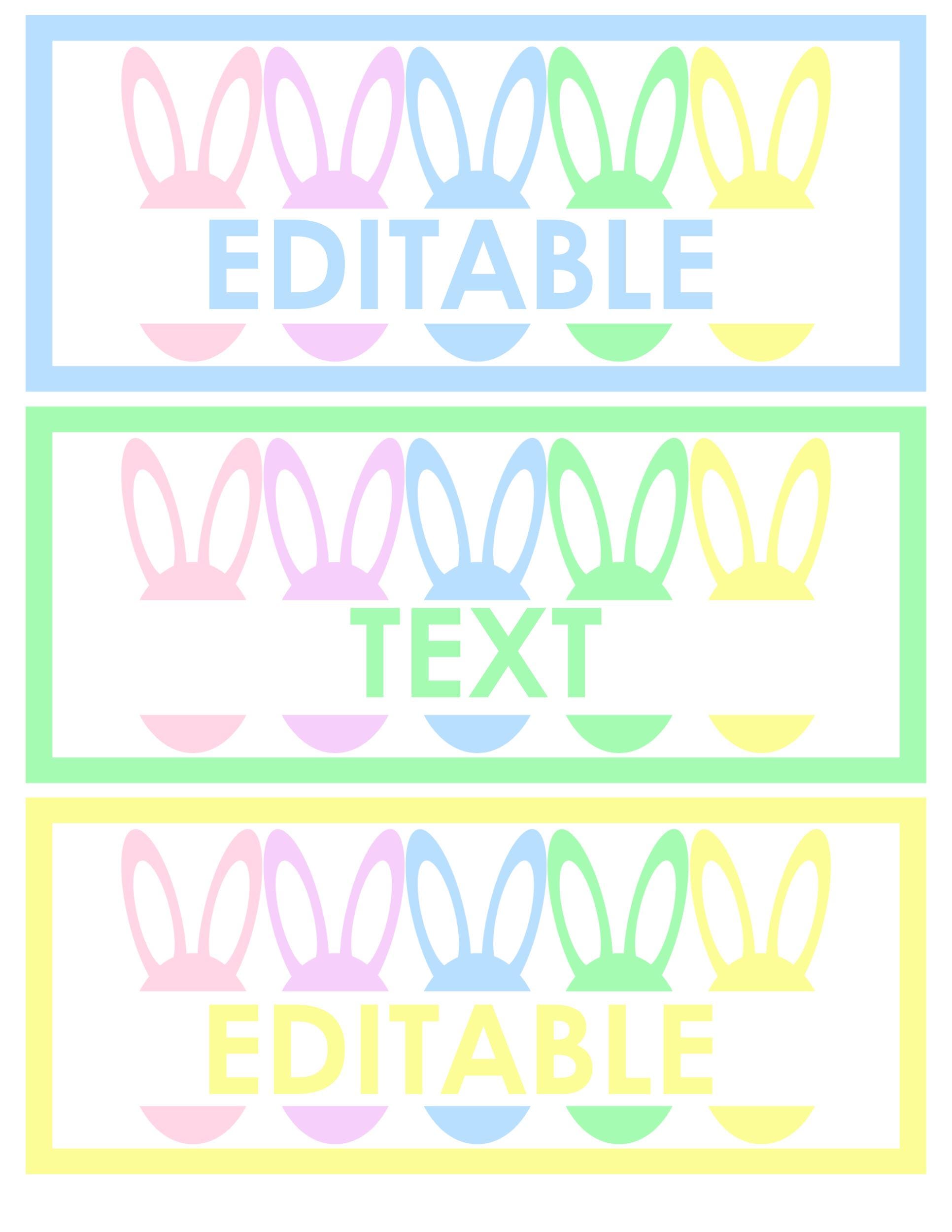 Editable Easter Egg With Bunny Ears Name Tags/labels – Printable Spring ...