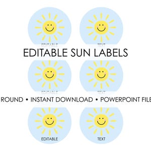 Editable Sun-themed Labels - 3" Round Tags - Instant Download ...