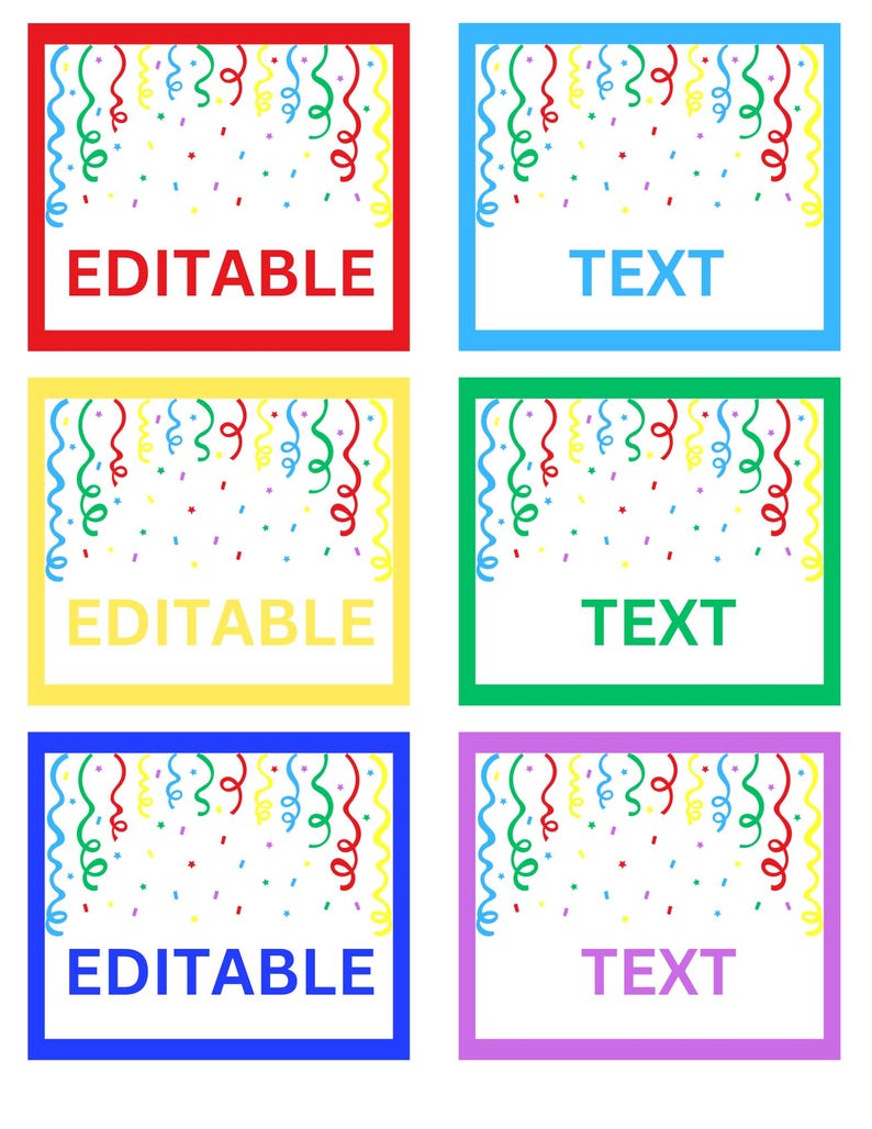 Editable Confetti Printable Tags & Labels | Birthday Party Favor Tags ...