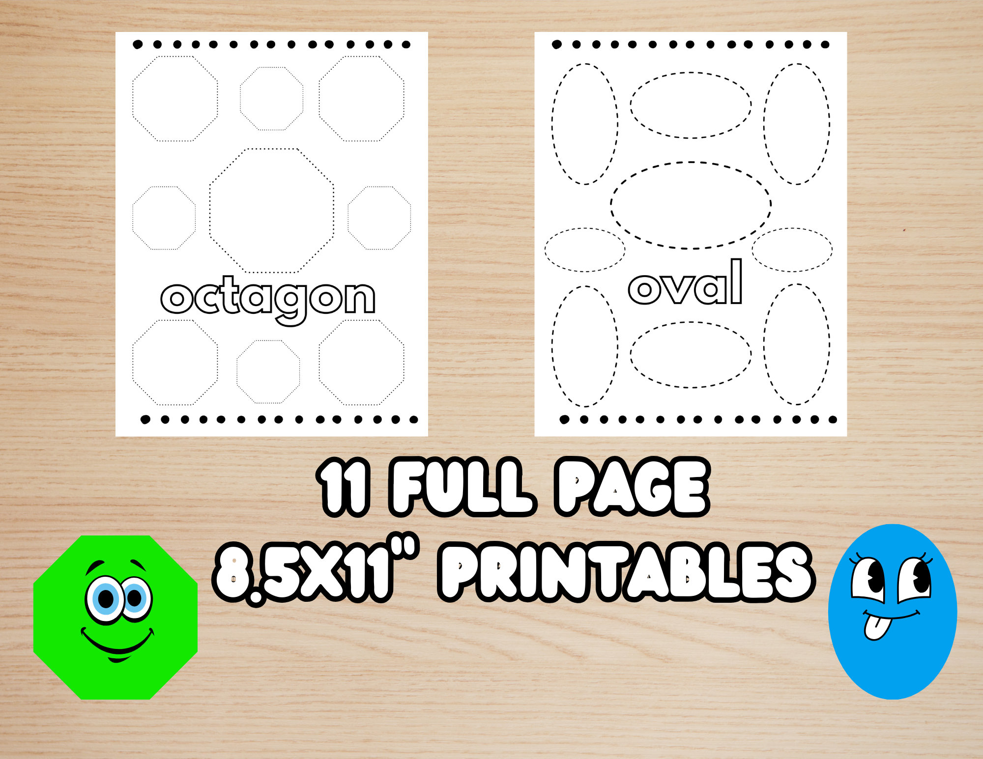 Printable Shape Tracing Worksheets for Daycare, Preschool, Elementary ...