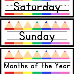 Printable Days of the Week & Months of the Year Cards |colorful Colored ...