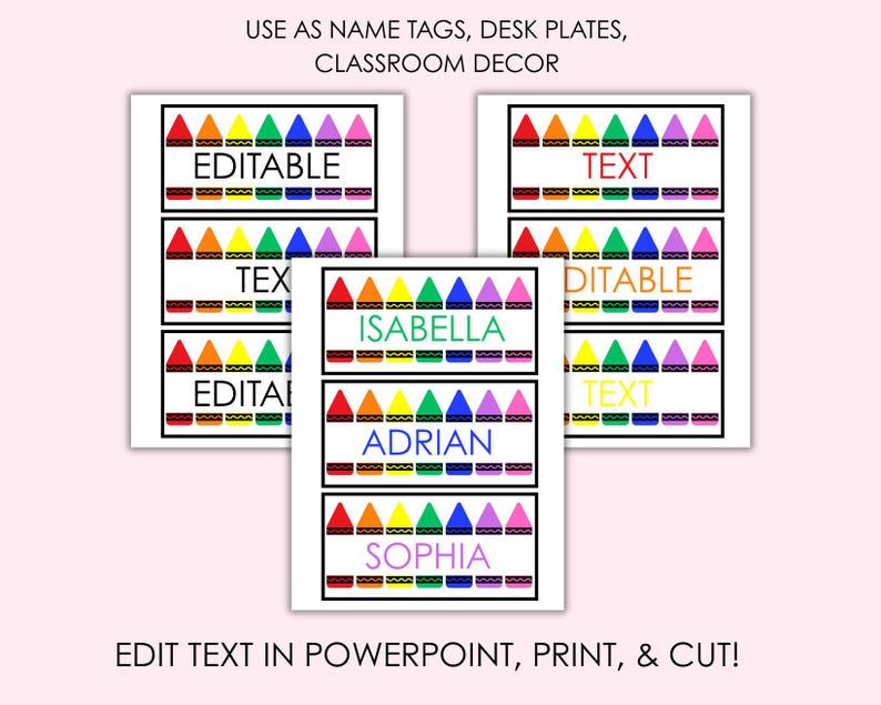 Editable Crayon Name Tags - Printable Classroom Desk Plates, Cubby Tags ...