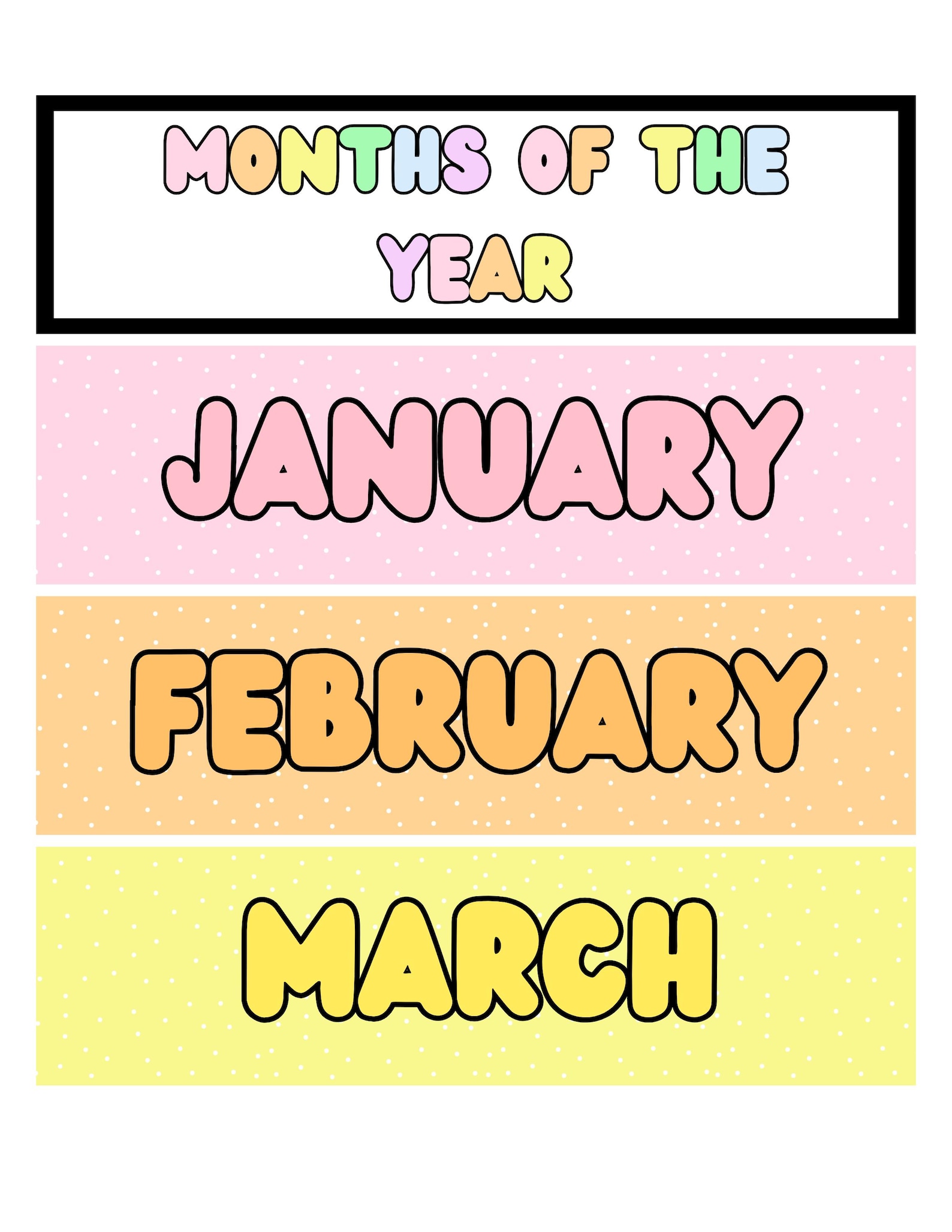 Printable Pastel Polka Dot Days and Months Cards | Classroom ...